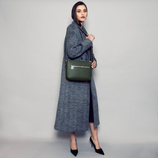 Cross-Body Vegan Handbag In Green & Metallic – The Morphbag by GSK